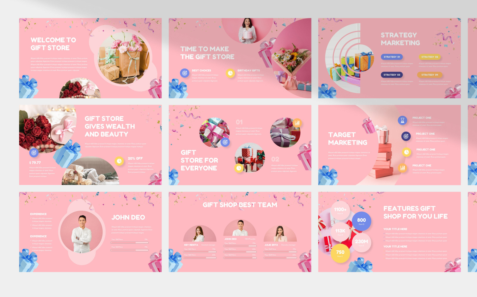 Pinkish Gift Store Presentation Template - TemplateMonster