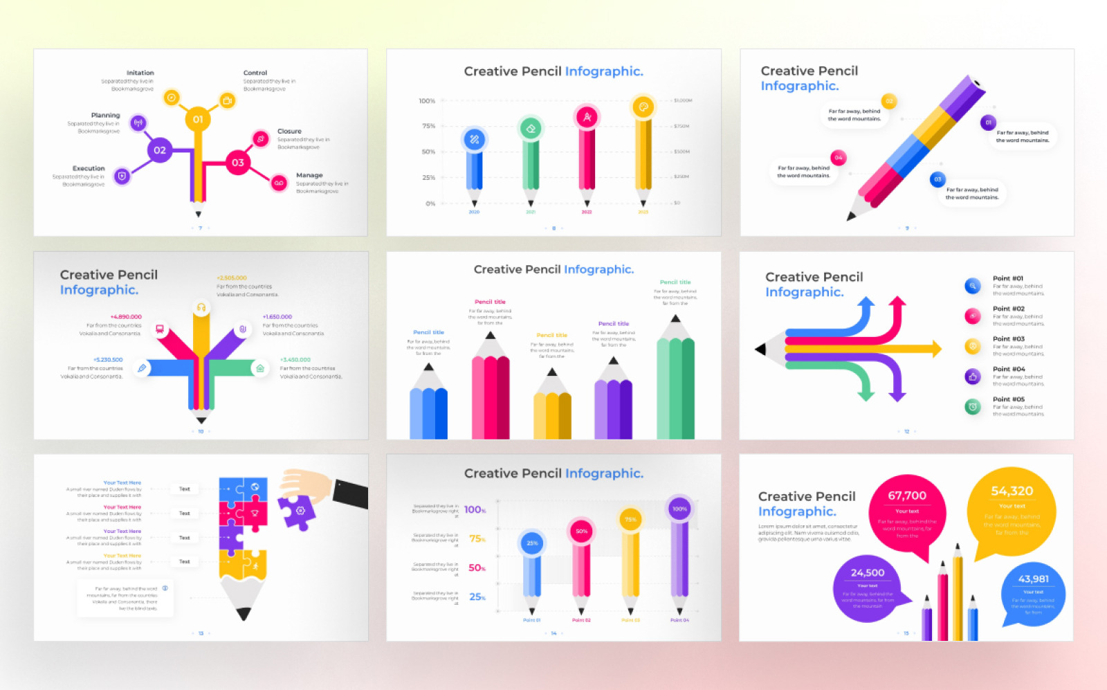Creative Pencil PowerPoint Infographic Template