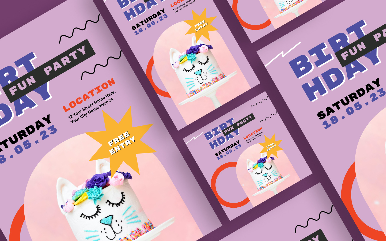 Birthday Fun Party Flyer Template #367469 - TemplateMonster