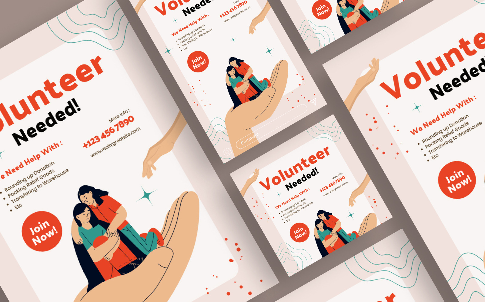 Beige Illustration Volunteer Needed Flyer Template