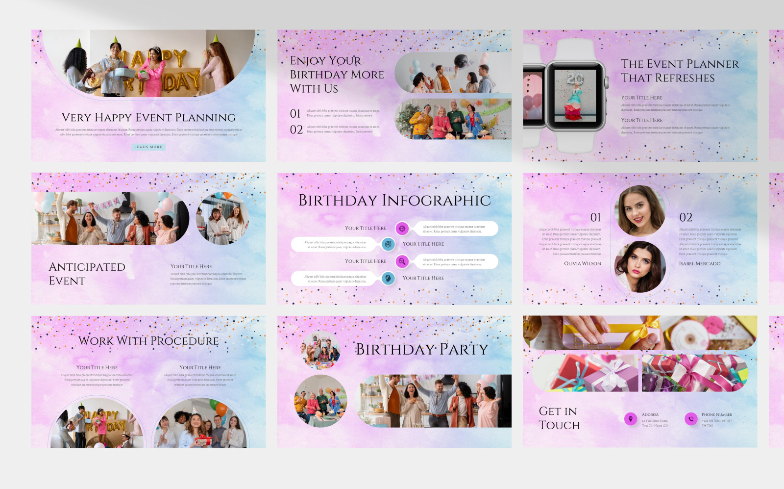 Birthday Event Planner PowerPoint Template - TemplateMonster