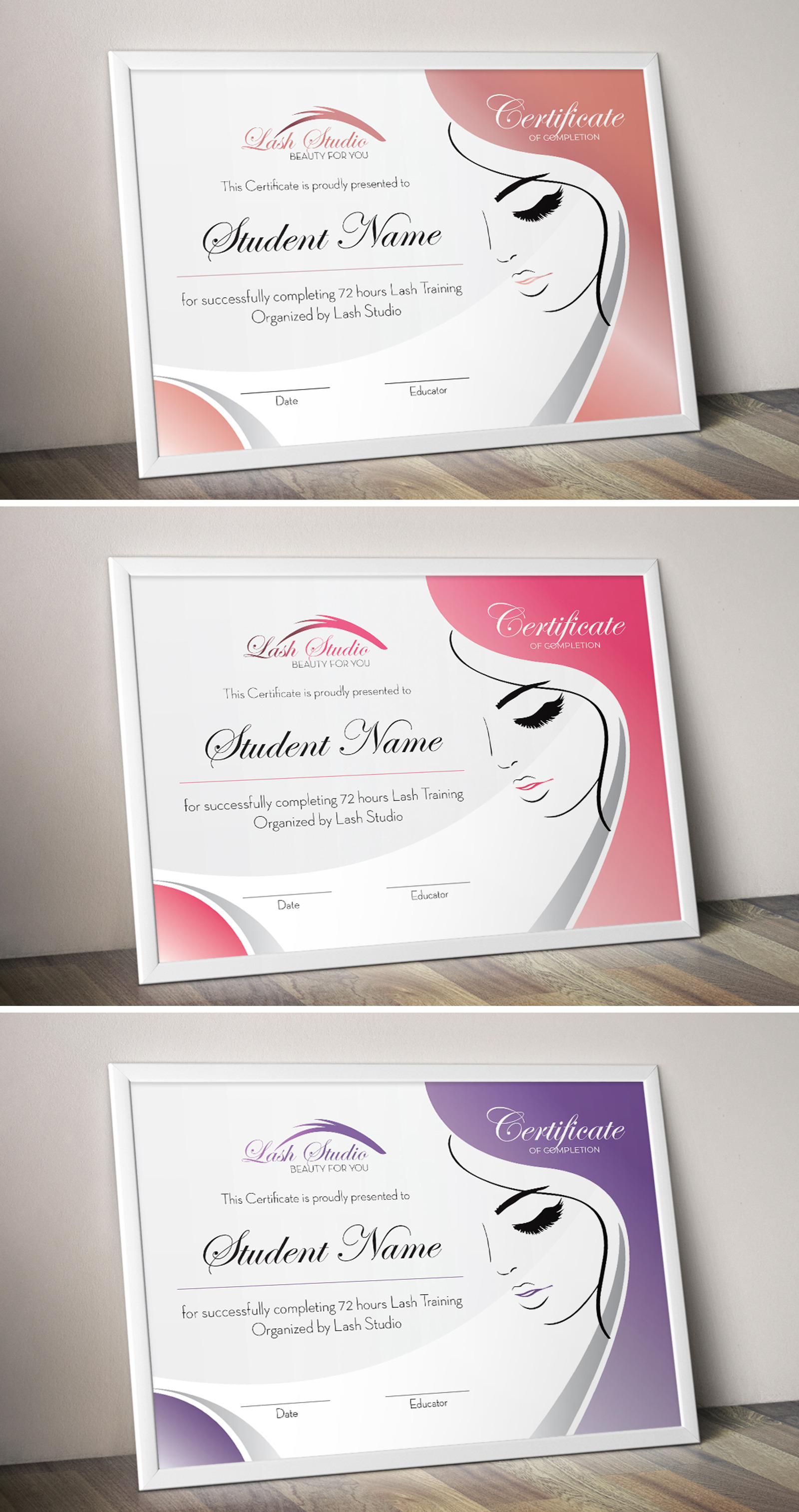 Eyelash Extensions Micro Blading Certificate template
