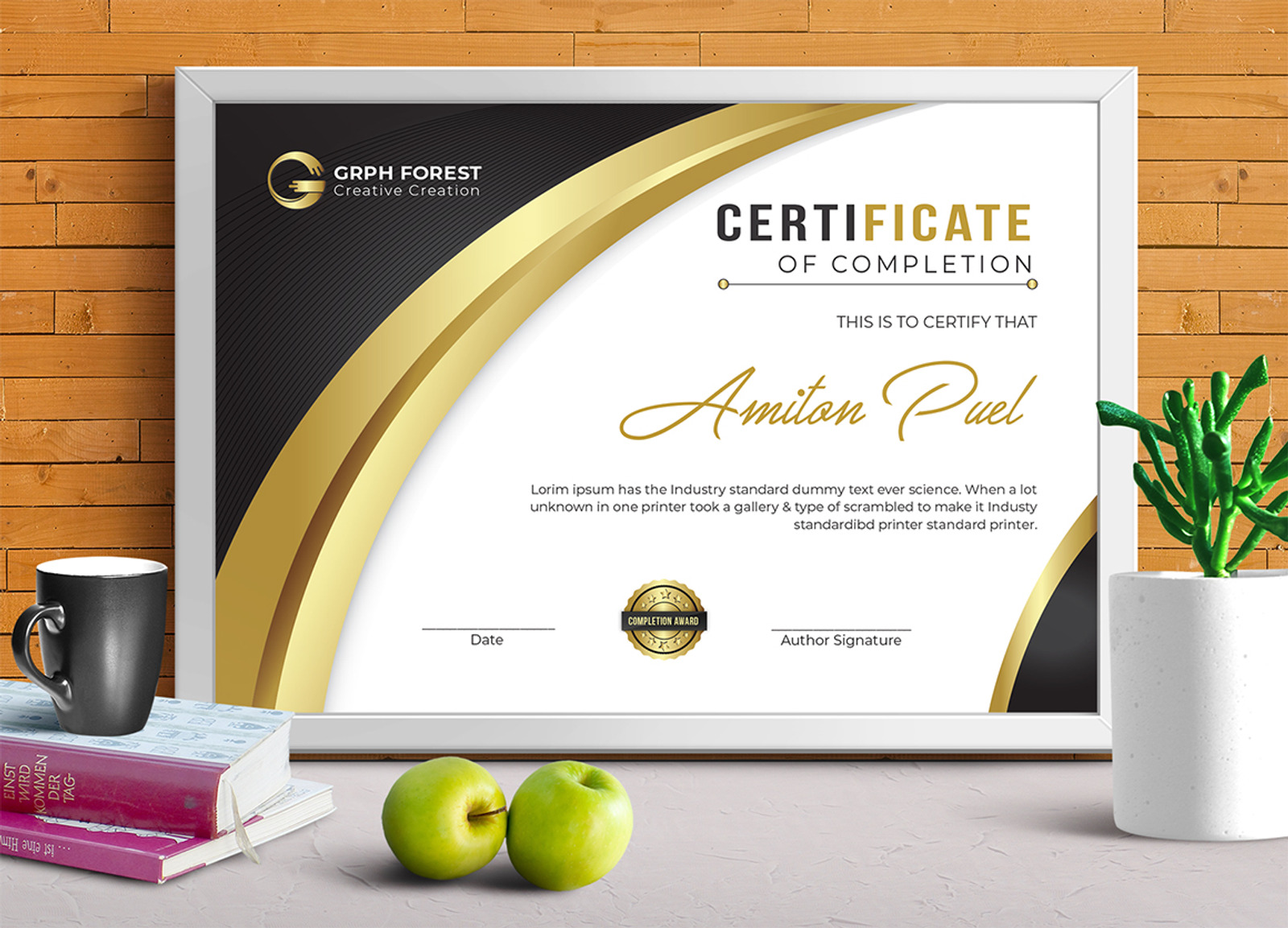 Gold Certificate Template #89049 - TemplateMonster