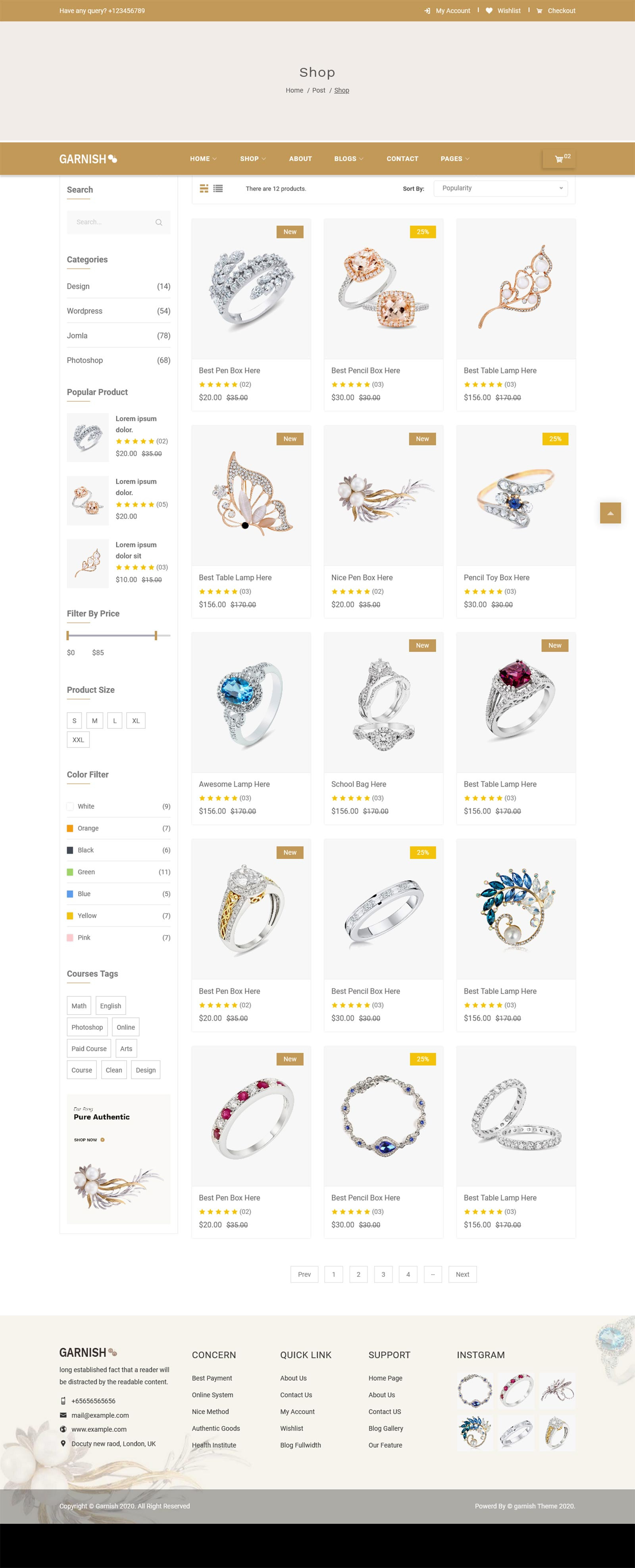 Garnish – Jewllery Shop Bootstrap 5 Website template
