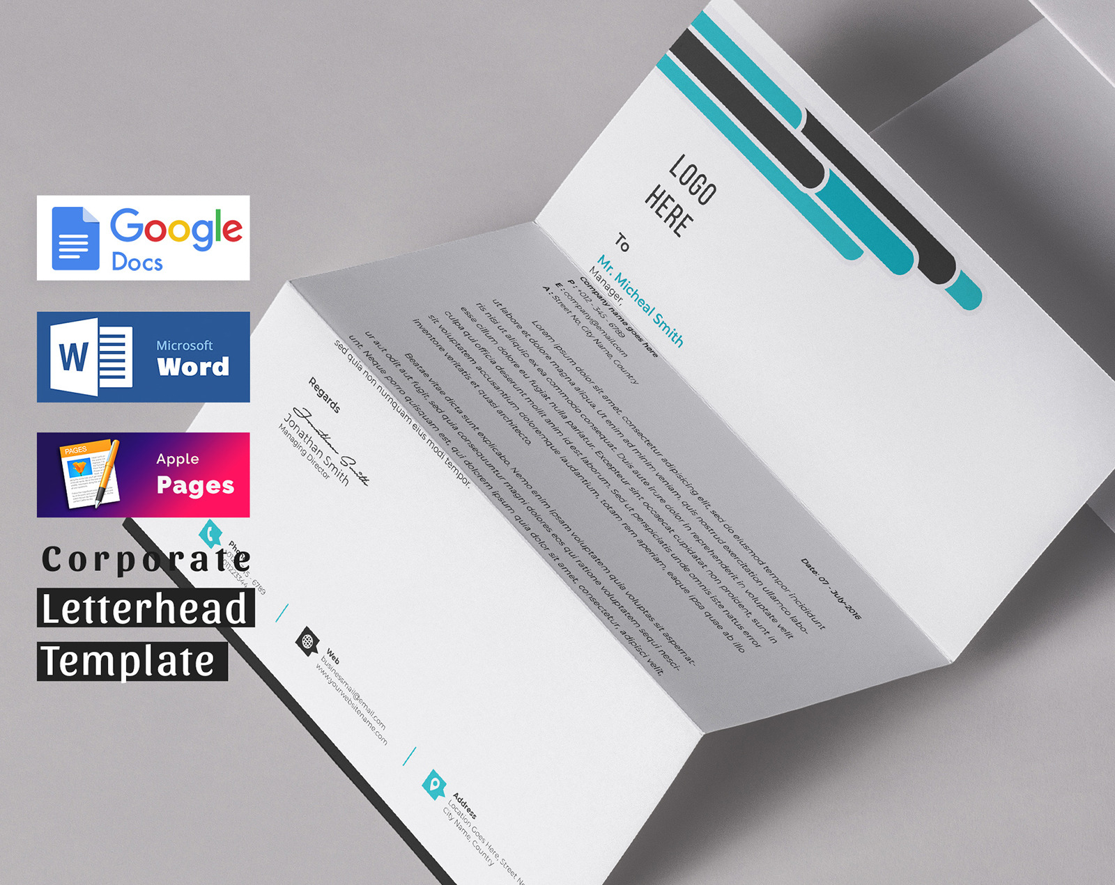 Letterhead Pad Template Word Apple Pages Google Docs
