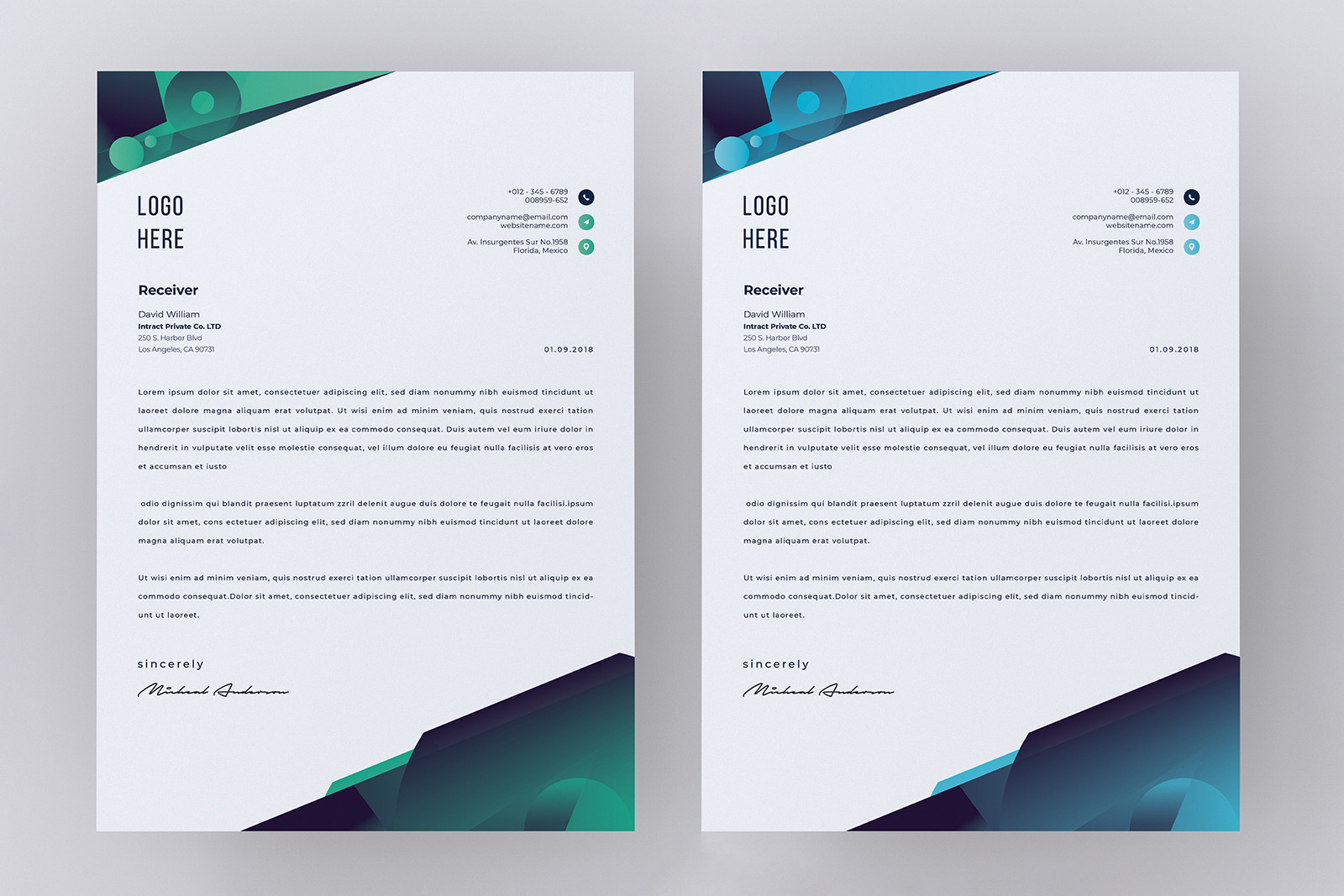 Modern Letterhead Pad Template With Word Apple Pages Google Docs Format