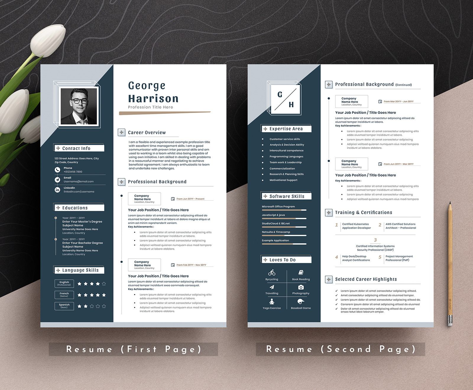 Creative Editable Resume Cv Template With MS Word Apple Pages Format
