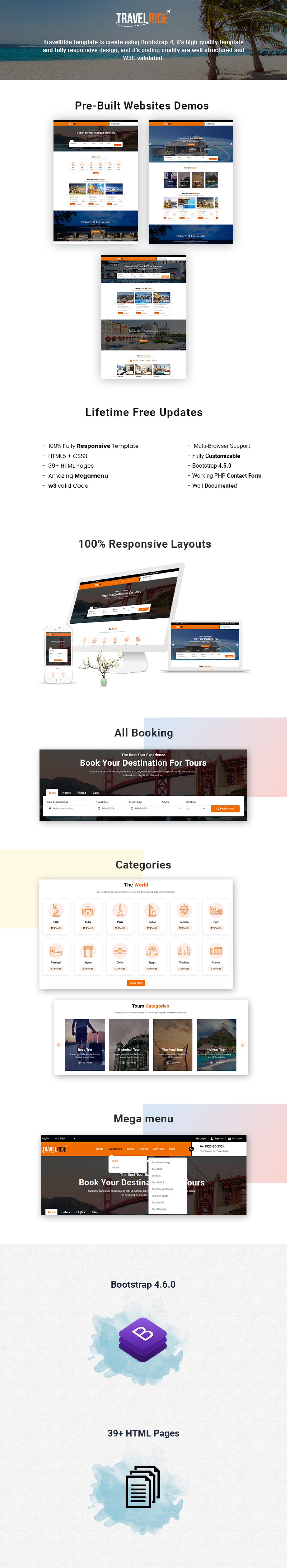 TravelRide - Tours and Travels Booking HTML Website Template