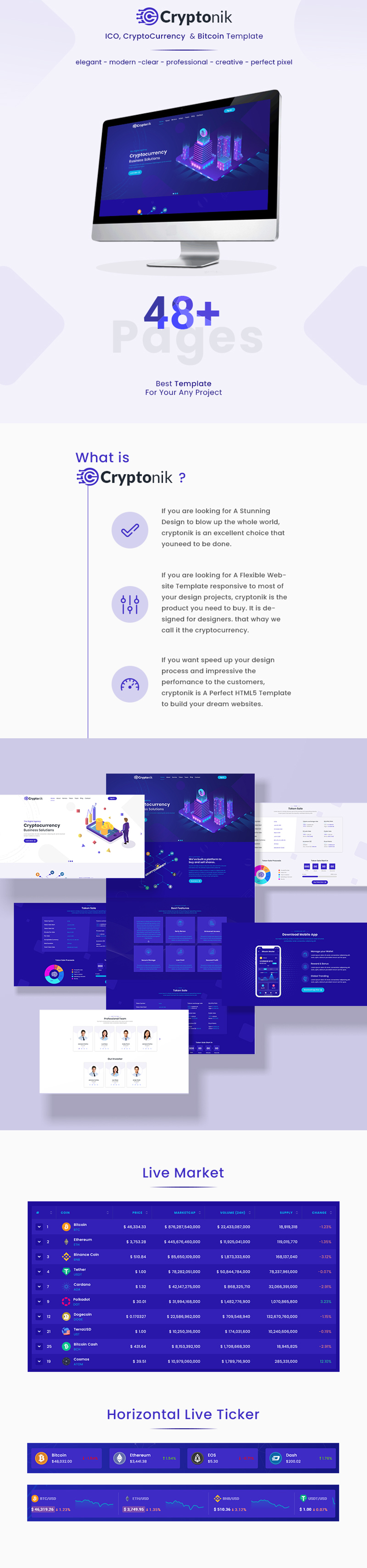 Cryptonik - ICO, Bitcoin and Cryptocurrency HTML Website Template