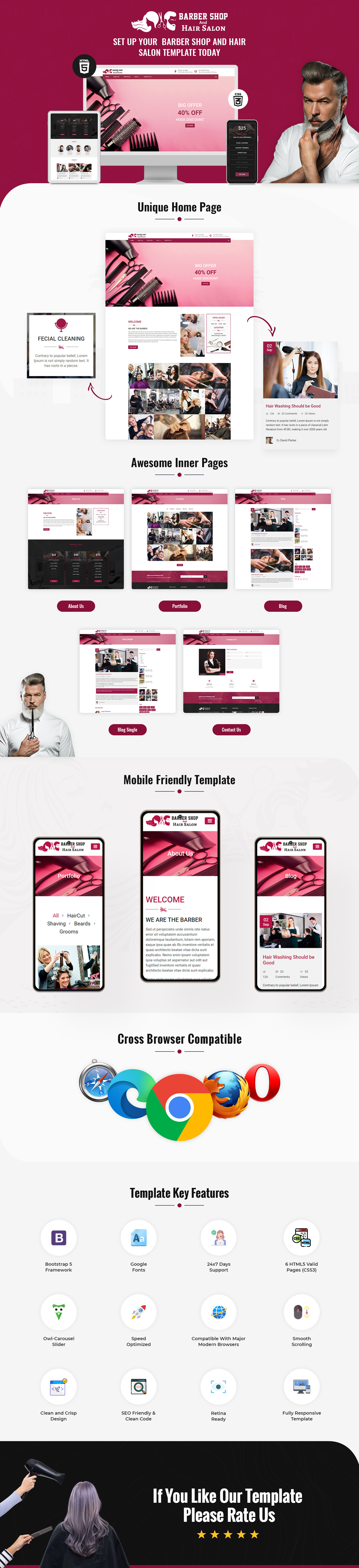 Barbershop and Hair Salon-Html-Template - TemplateMonster