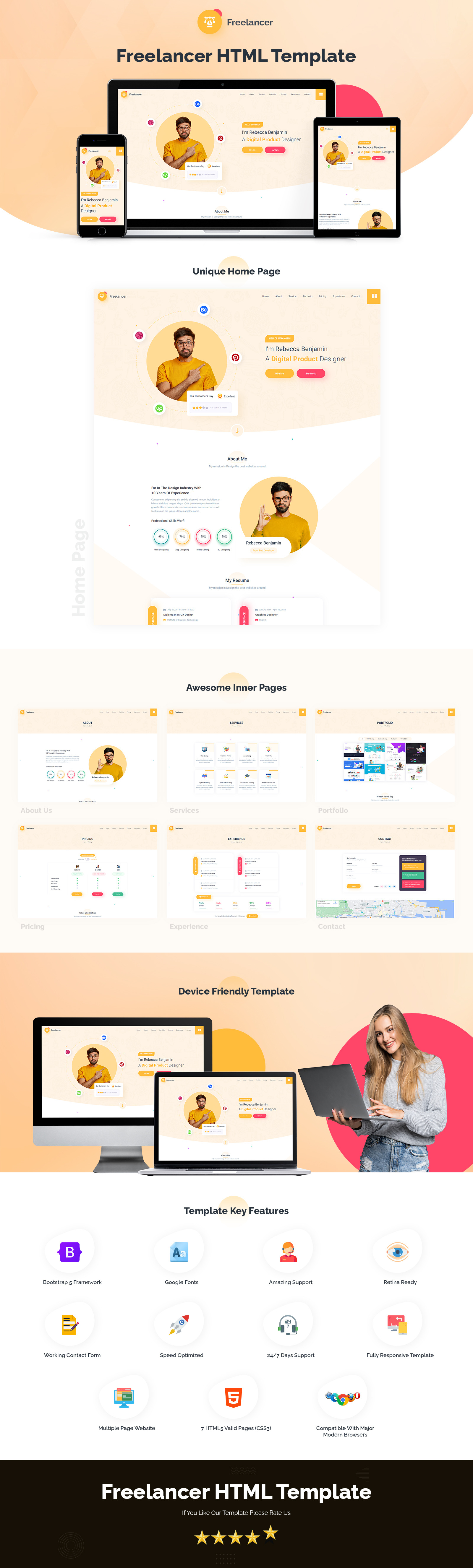 Freelancer HTML Website Template #288361 - TemplateMonster