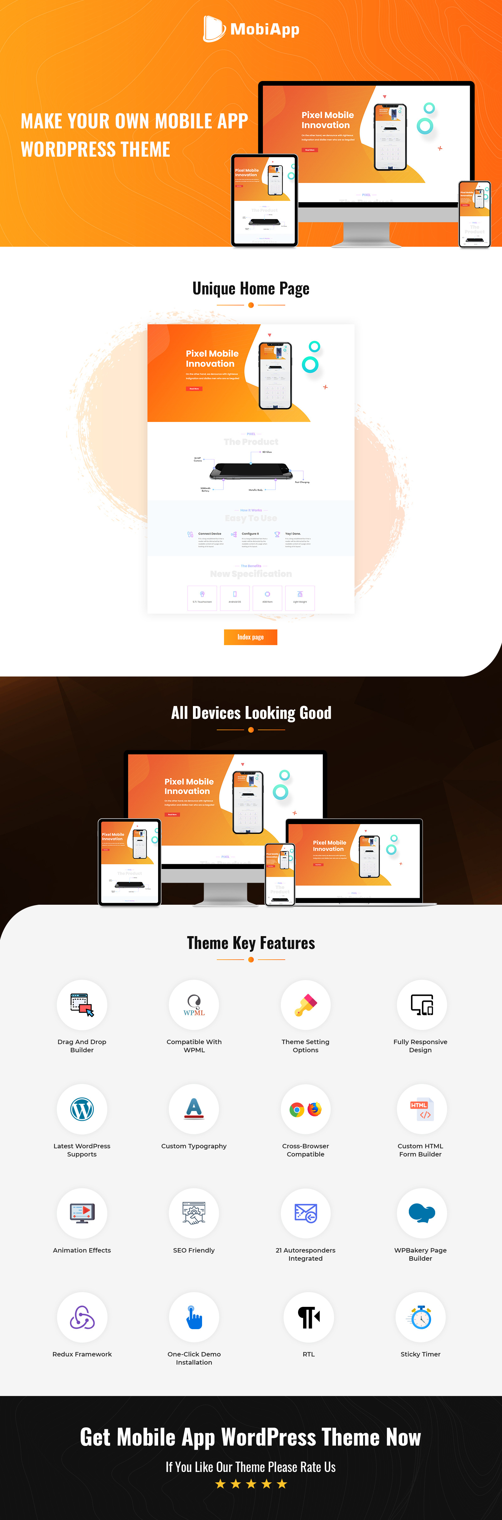 Mobile App Showcase WordPress Theme #201795 - TemplateMonster