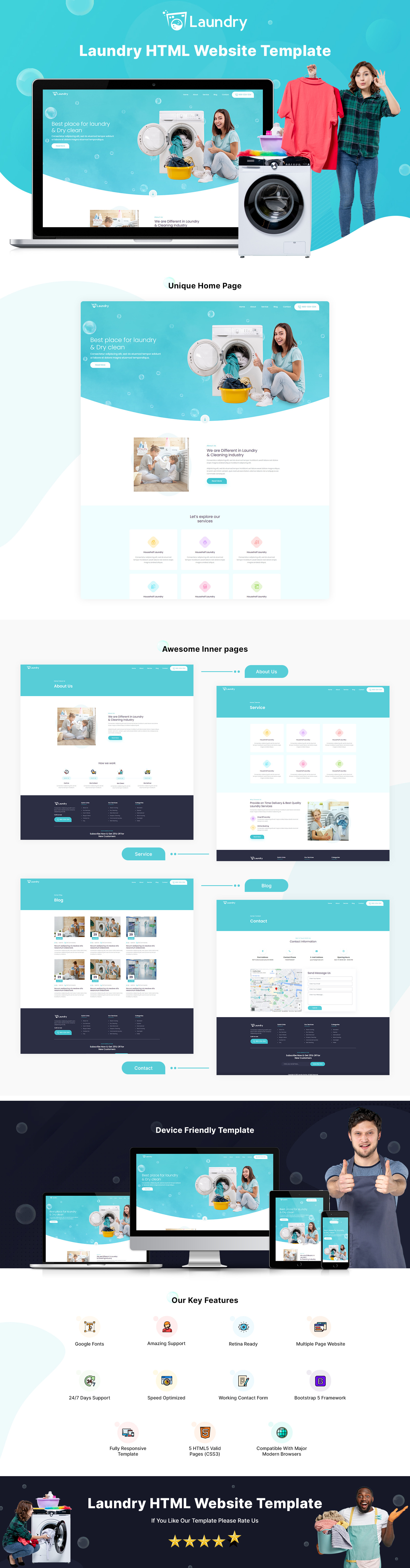 Laundry HTML Website Template #271308 - TemplateMonster