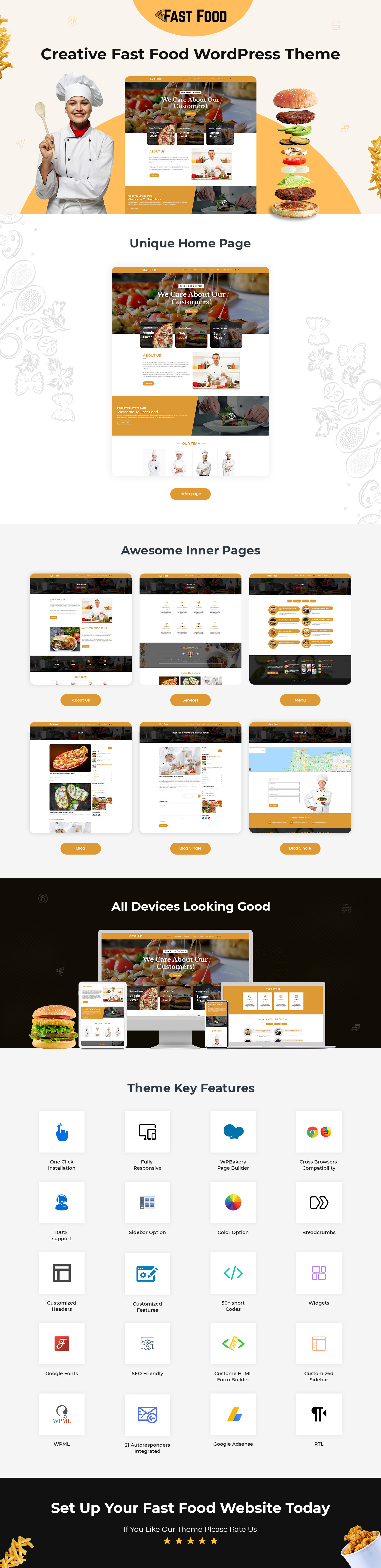 Fast Food - Food Restaurant Website WordPress Theme