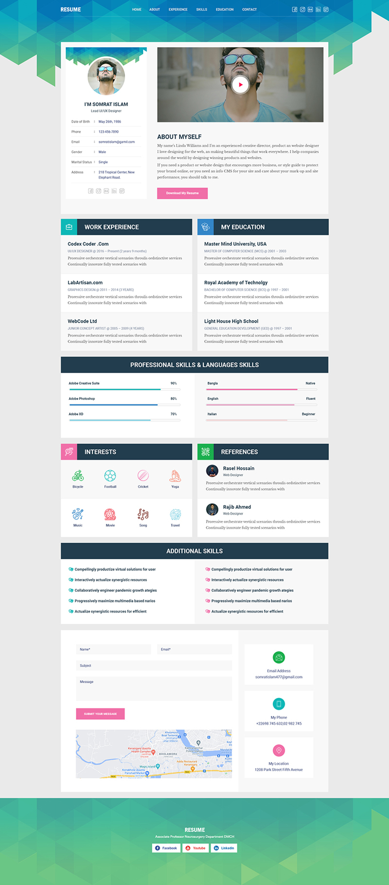 Artisan - Personal Resume Landing Page HTML5 Template