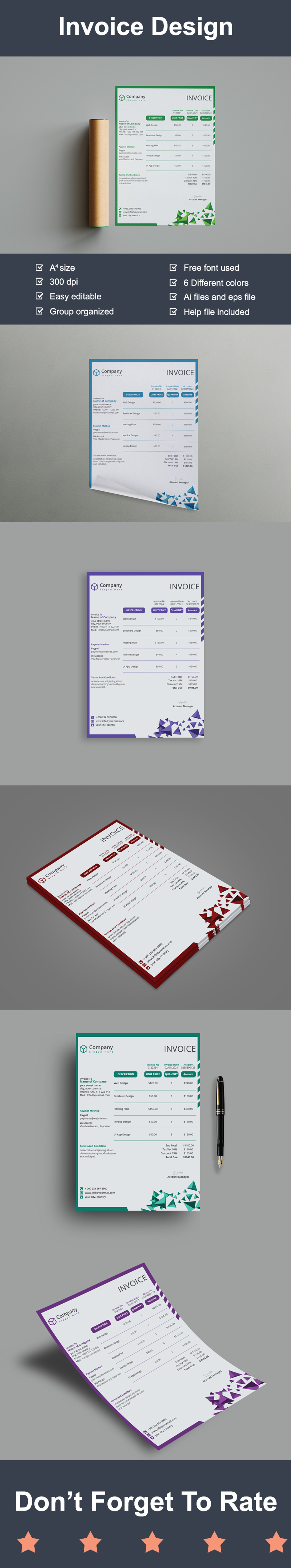 Unique Invoice Layout Design #188806 - TemplateMonster