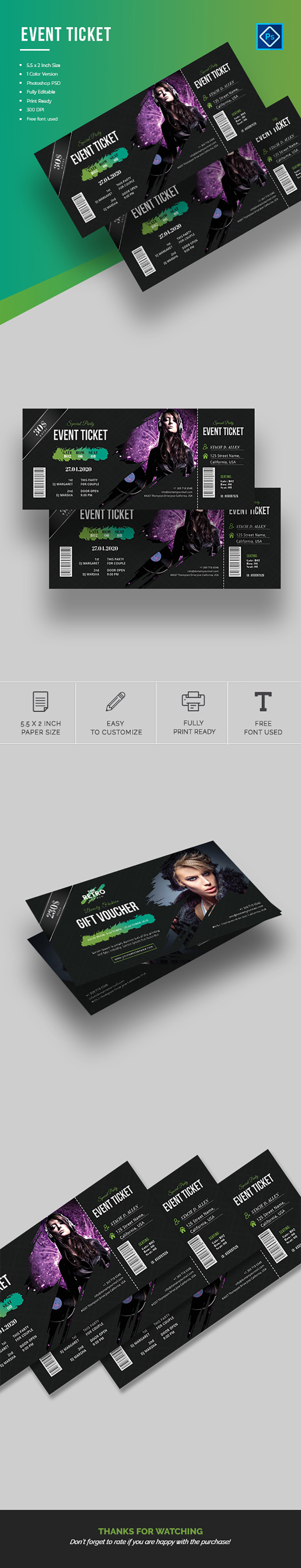 Modelo de Ingresso para Eventos do Canva - TemplateMonster