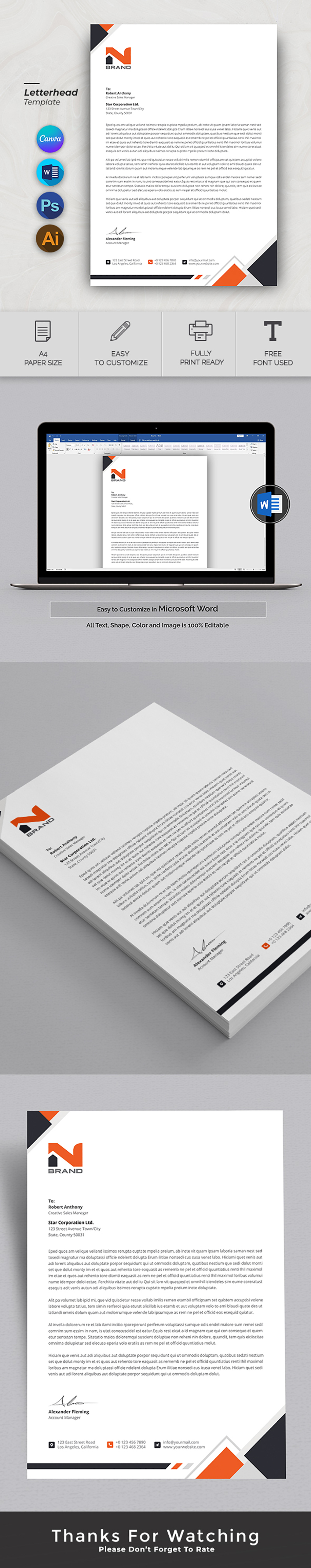 CANVA Letterhead Template Design #420920 - TemplateMonster