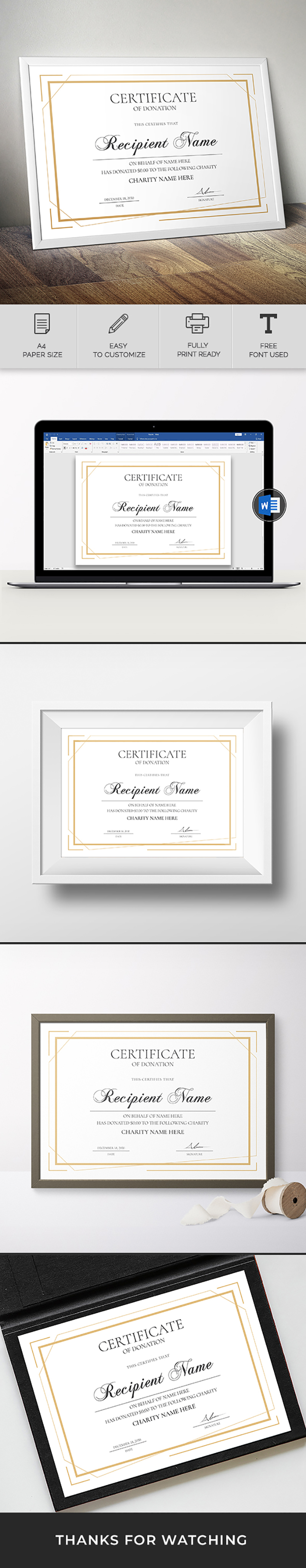 Canva Donation Certificate #418302 - TemplateMonster