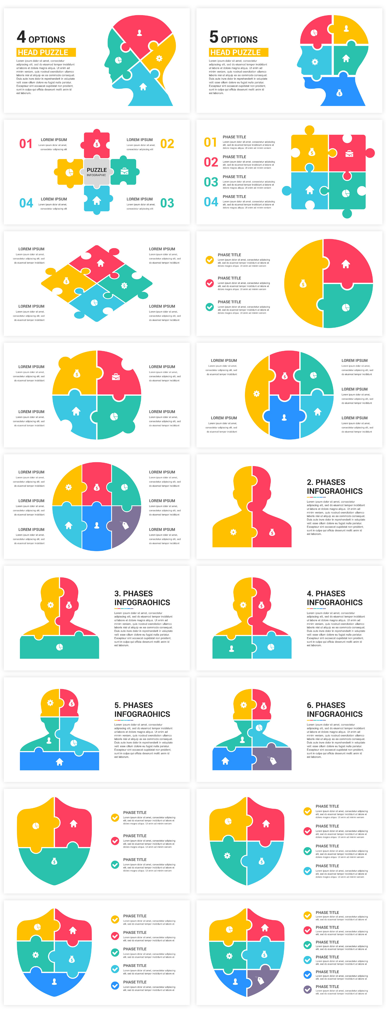 Puzzle Infographics PowerPoint template - TemplateMonster