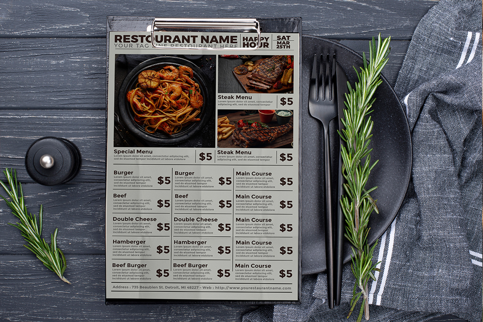 Restaurant menu double side Menu #295126 - TemplateMonster