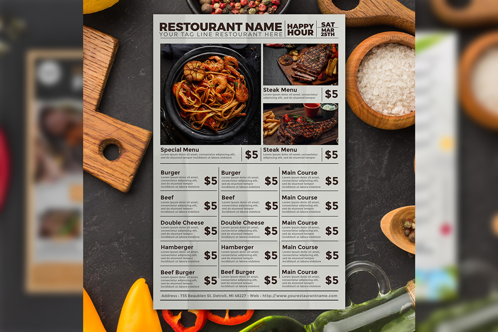 Restaurant menu double side Menu #295126 - TemplateMonster