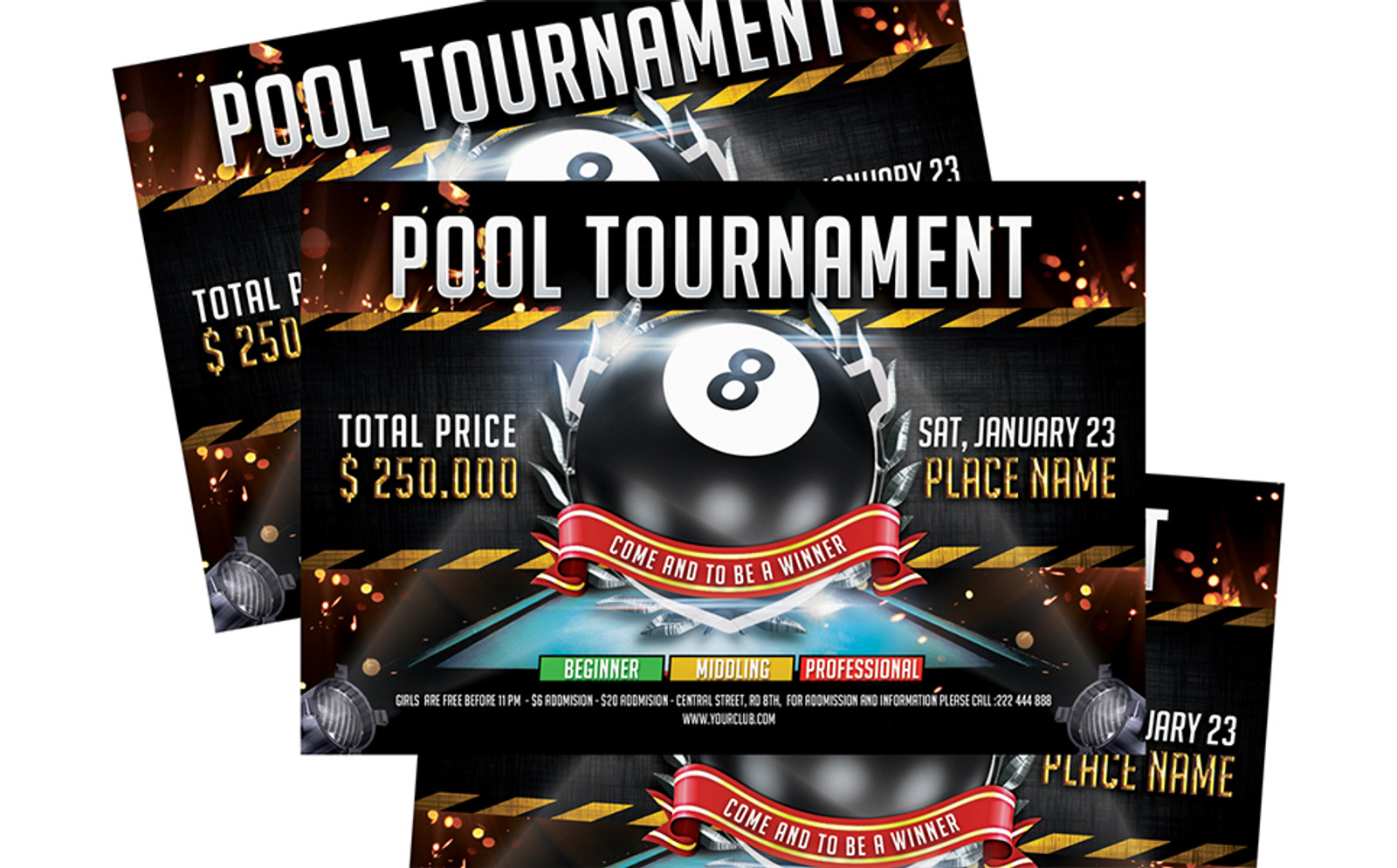 Billiard - Pool Flyer Template #2 #285711 - TemplateMonster