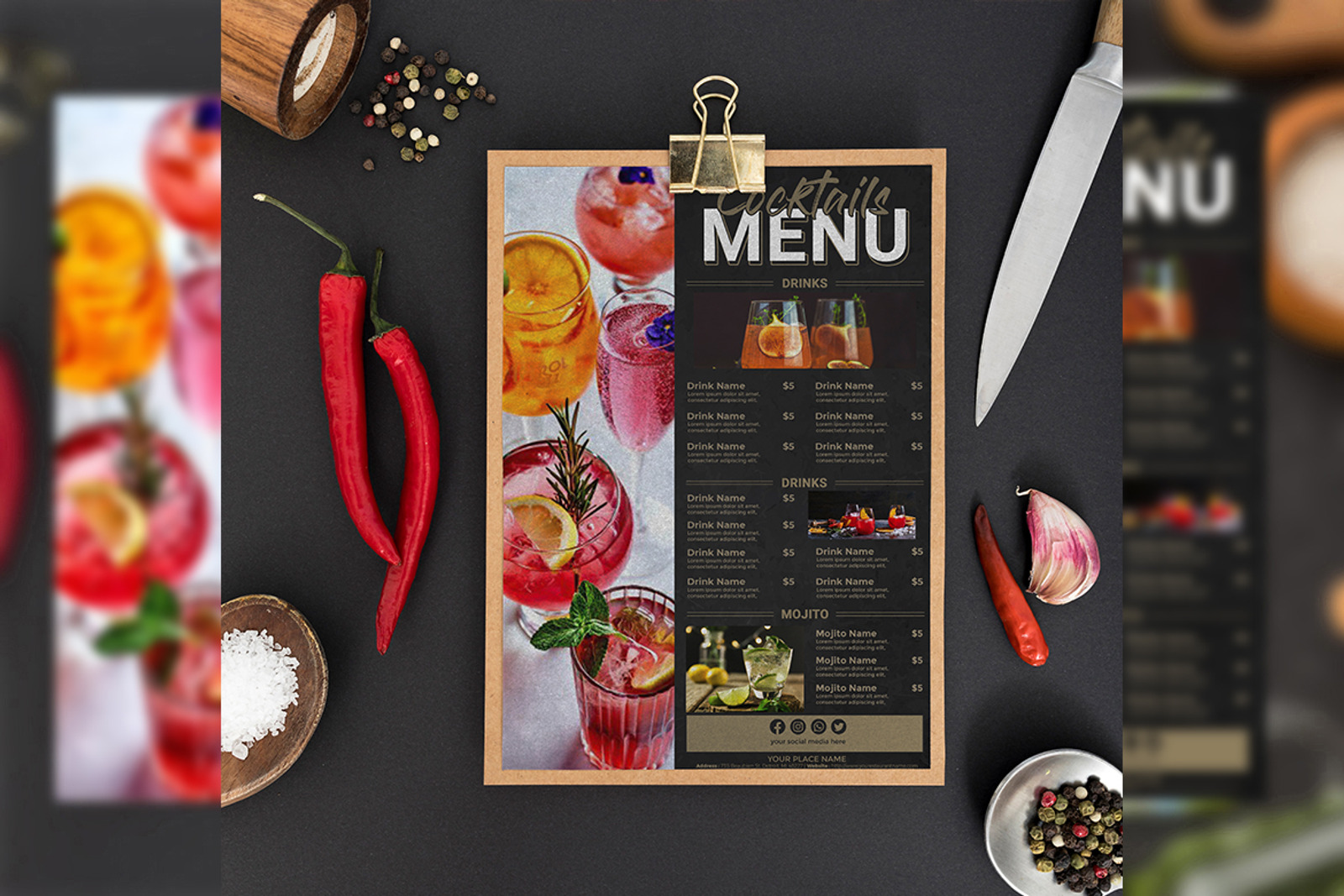 Cocktails Menu - Flyer Template #295461 - TemplateMonster