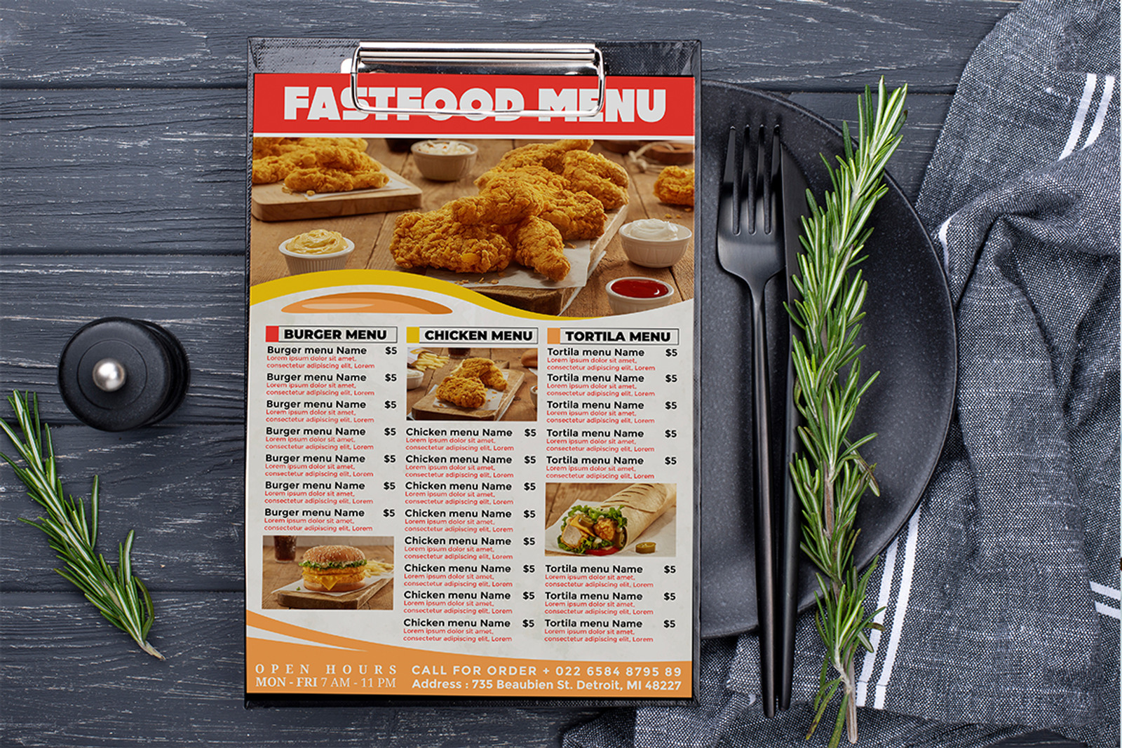 Fast Food menu - Flyer Template #3 #297582 - TemplateMonster
