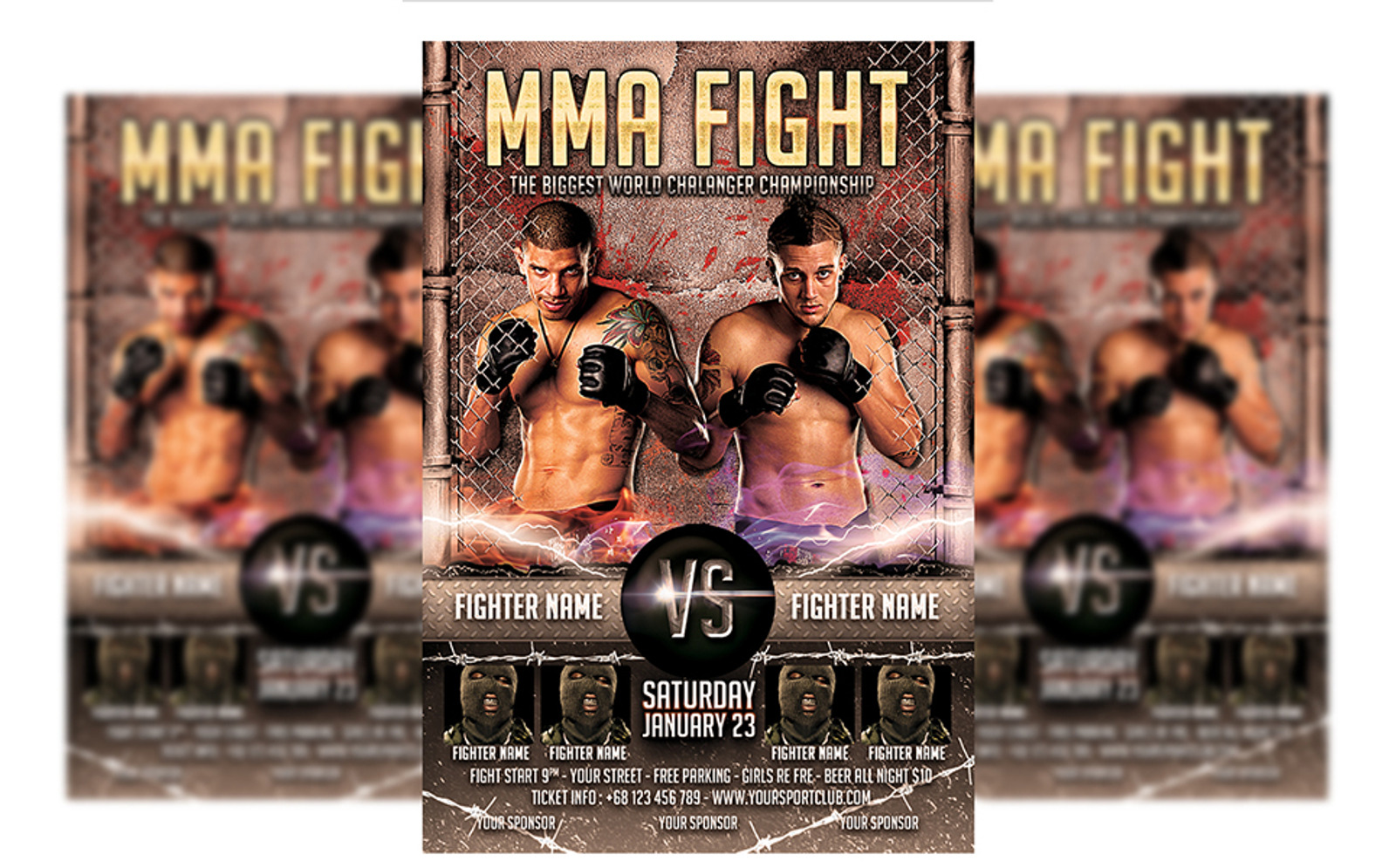 New MMA Fighting Flyer Template #241542 - TemplateMonster