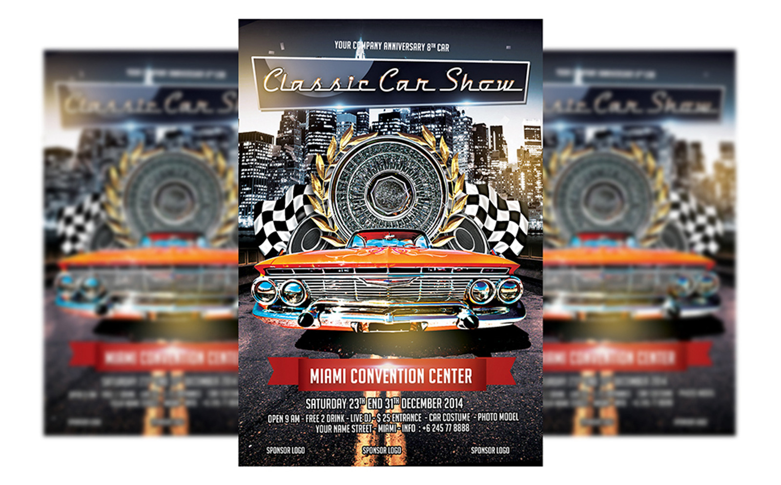 Classic Car Show flyer #2 #241816 - TemplateMonster