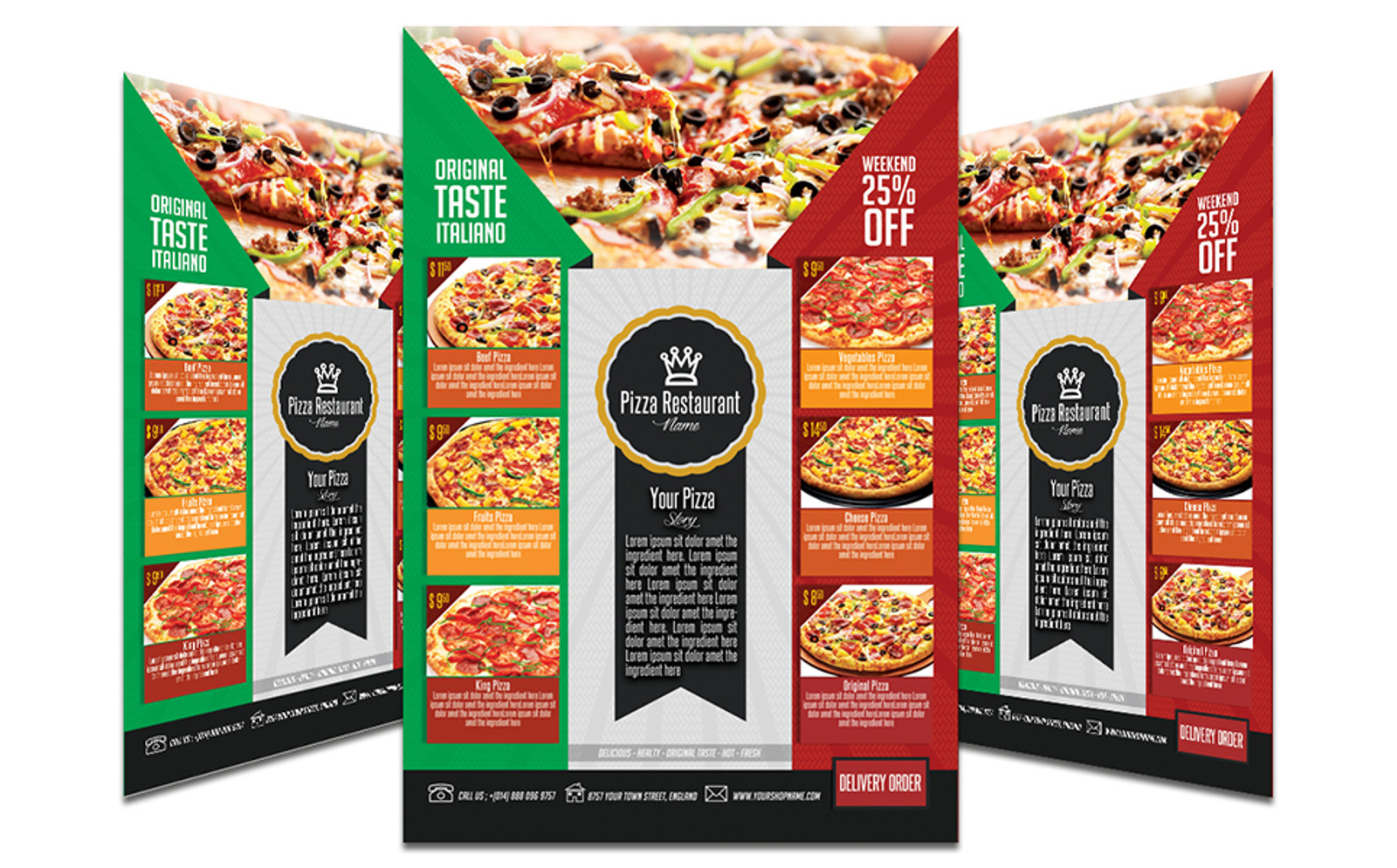 Pizza Flyer Menu Template #2 #285181 - TemplateMonster