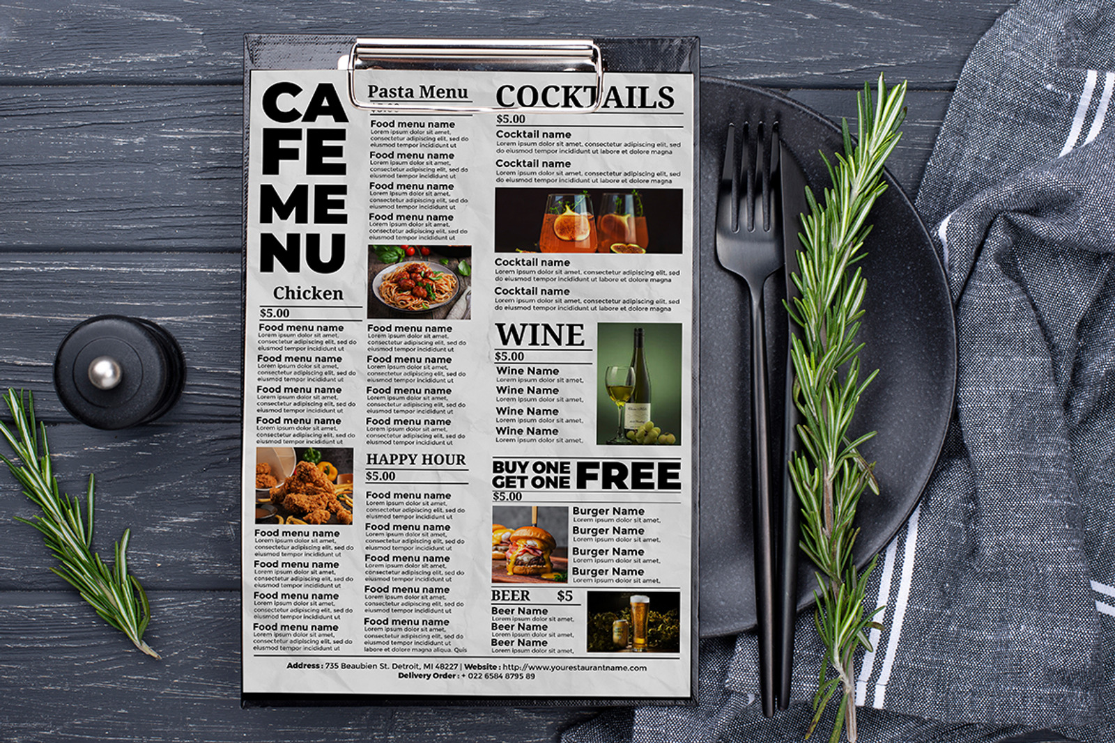 White restaurant menu template #295457 - TemplateMonster