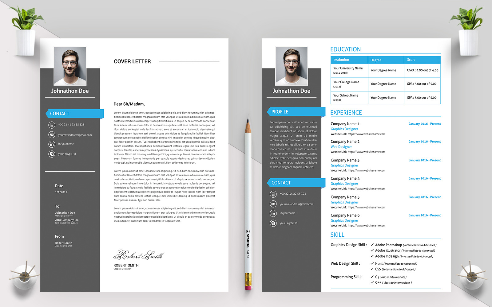 Johny - CV & Resume Template #78057 - TemplateMonster
