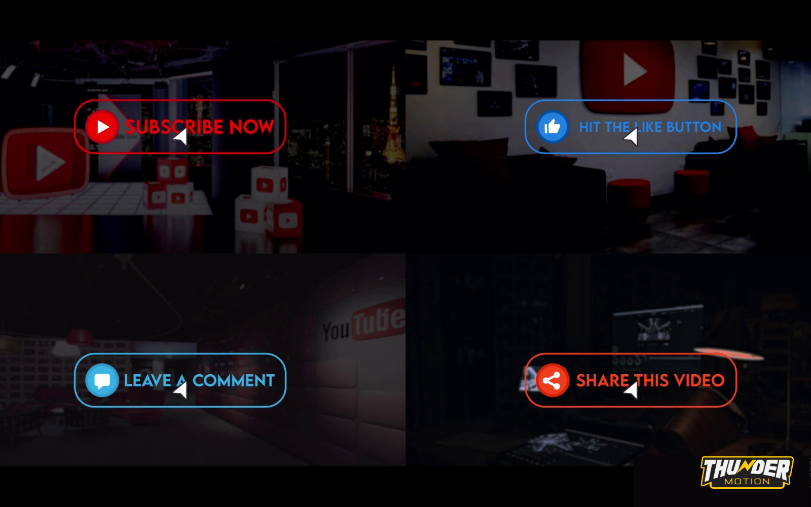 Clean Animated YouTube Subscribe Buttons Pack 4K - Stock Motion Graphics