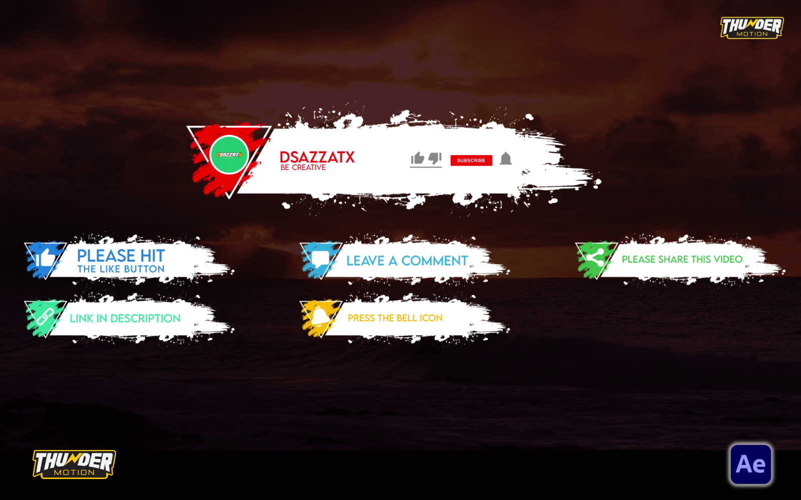 Brushy Lower Thirds & YouTube Elements - After Effects Template