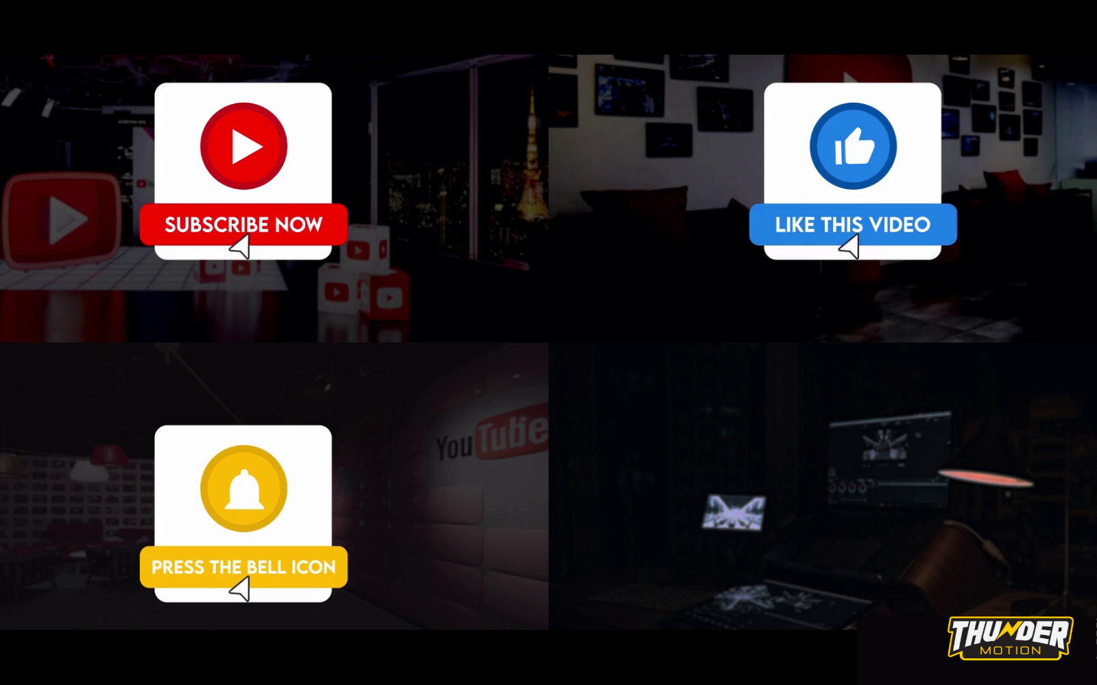 Clean Animated YouTube Subscribe Buttons Pack 4K - Stock Motion Graphics