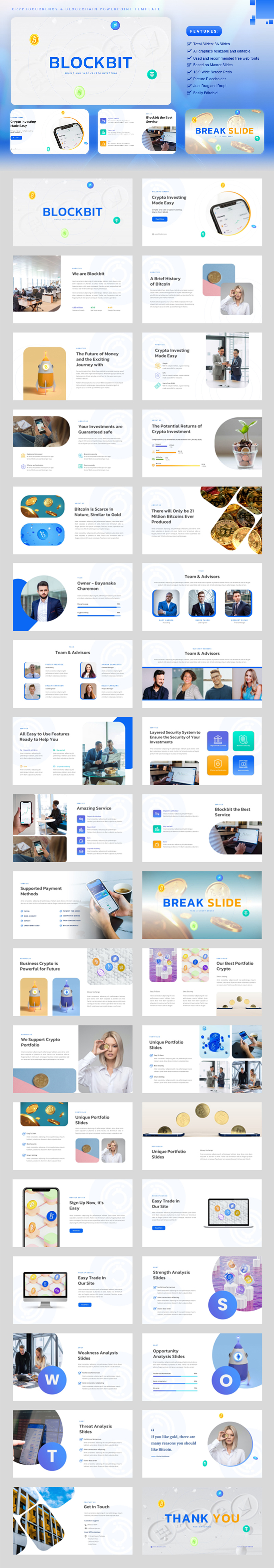 Blockbit - Plantilla de PowerPoint para criptomonedas y cadenas de bloques