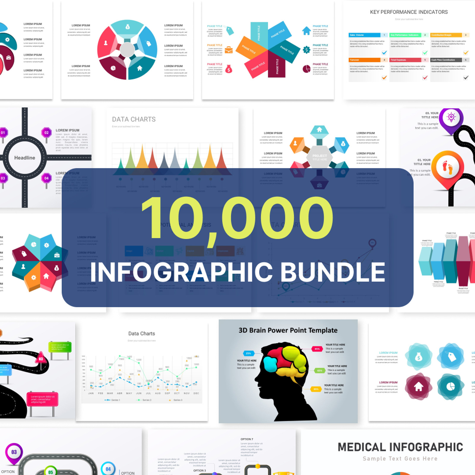 10,000 Infographic Bundle Element Pack - TemplateMonster