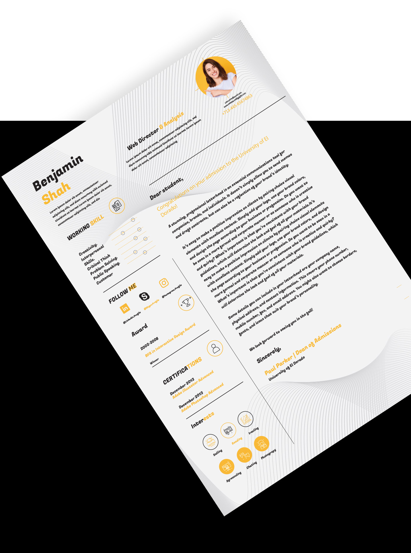 Creative CV 1 pages Resume + Cover Letter Printable Resume Templates