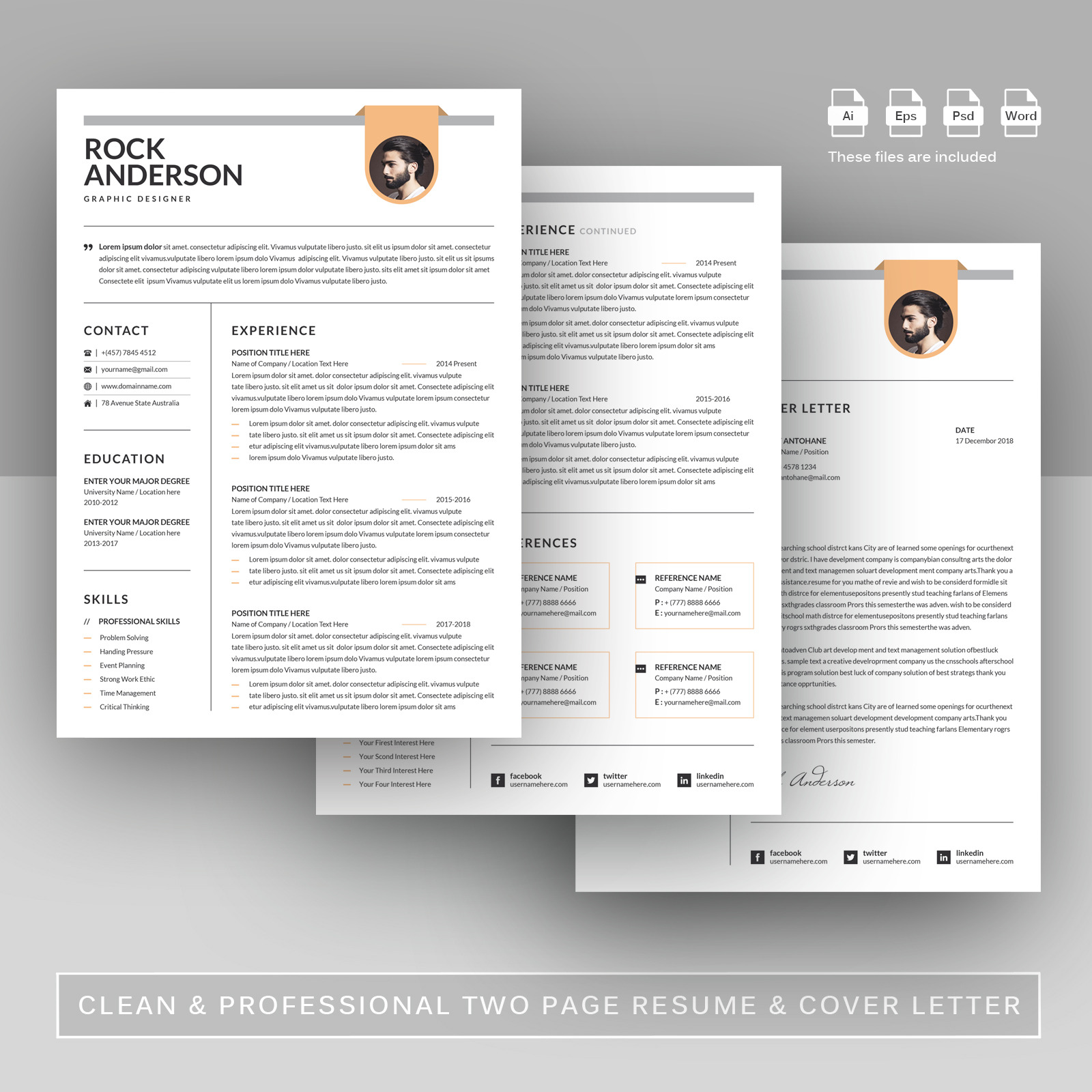 Professional & Clean Resume/CV Template - TemplateMonster