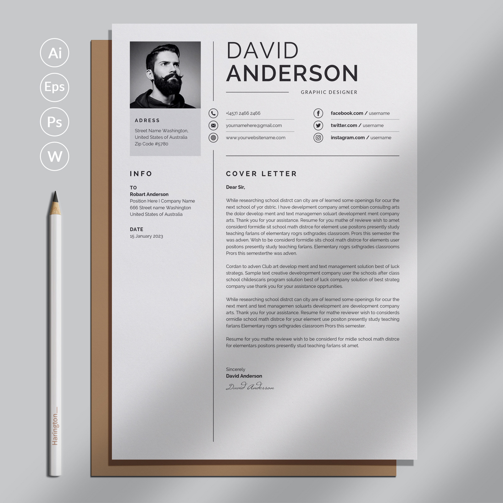 3 Pages Elegant Resume/CV Template #230659 - TemplateMonster