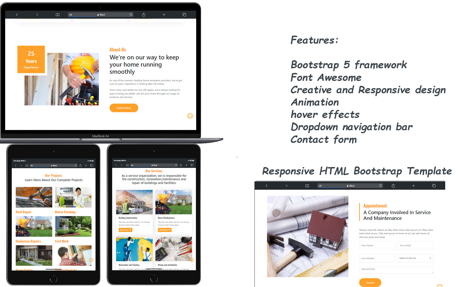 Home Repair - Intranet Responsive HTML Bootstrap Template