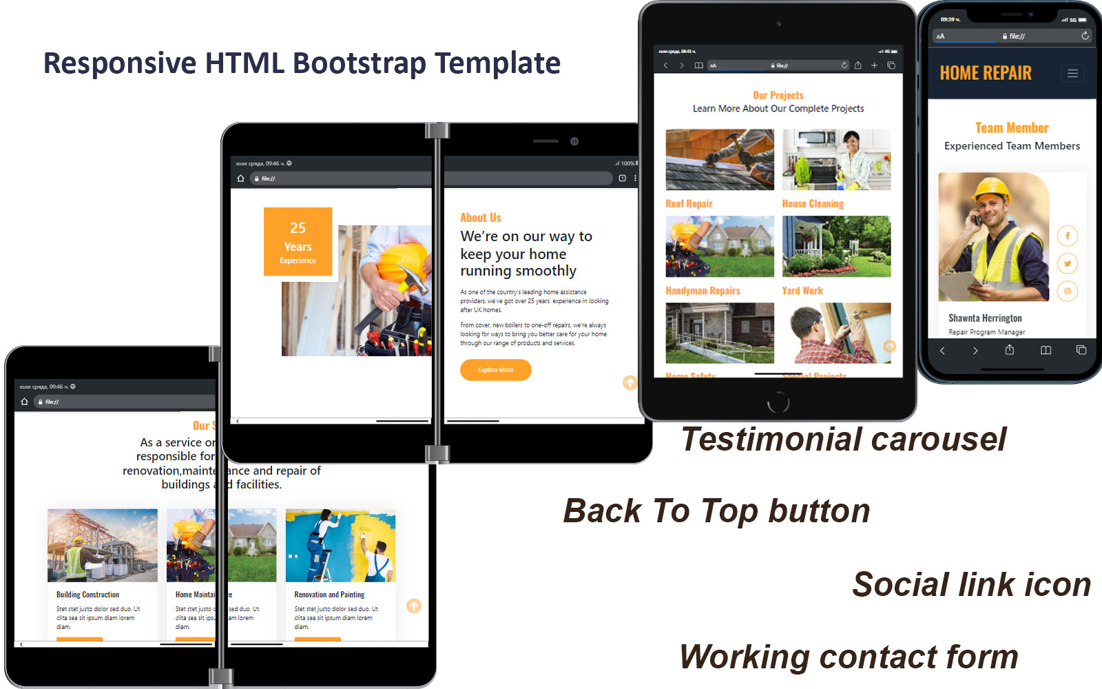 Home Repair - Intranet Responsive HTML Bootstrap Template