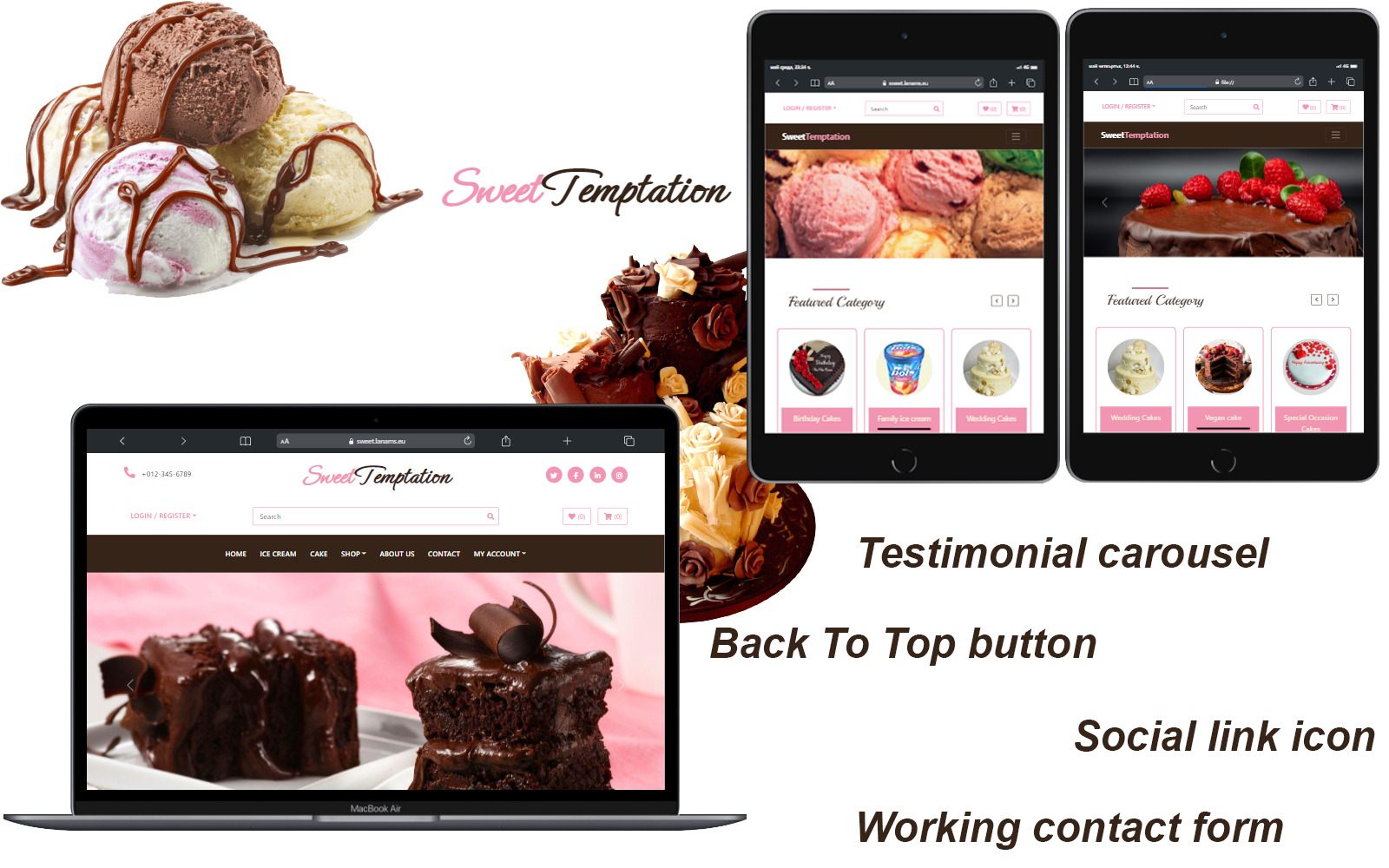 Sweet Temptations - Responsive HTML Bootstrap Template