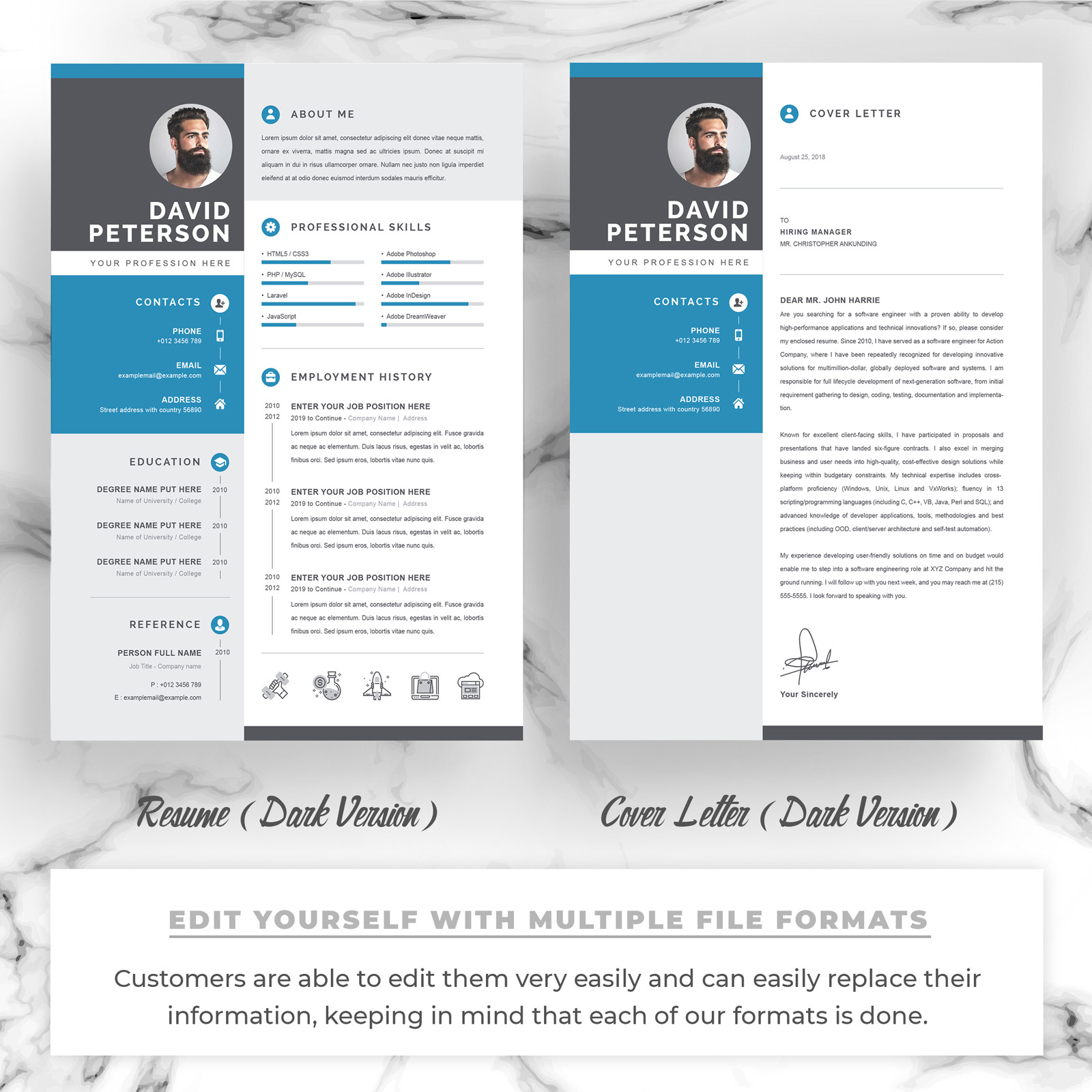 David / Printable Resume Templates #186171 - TemplateMonster