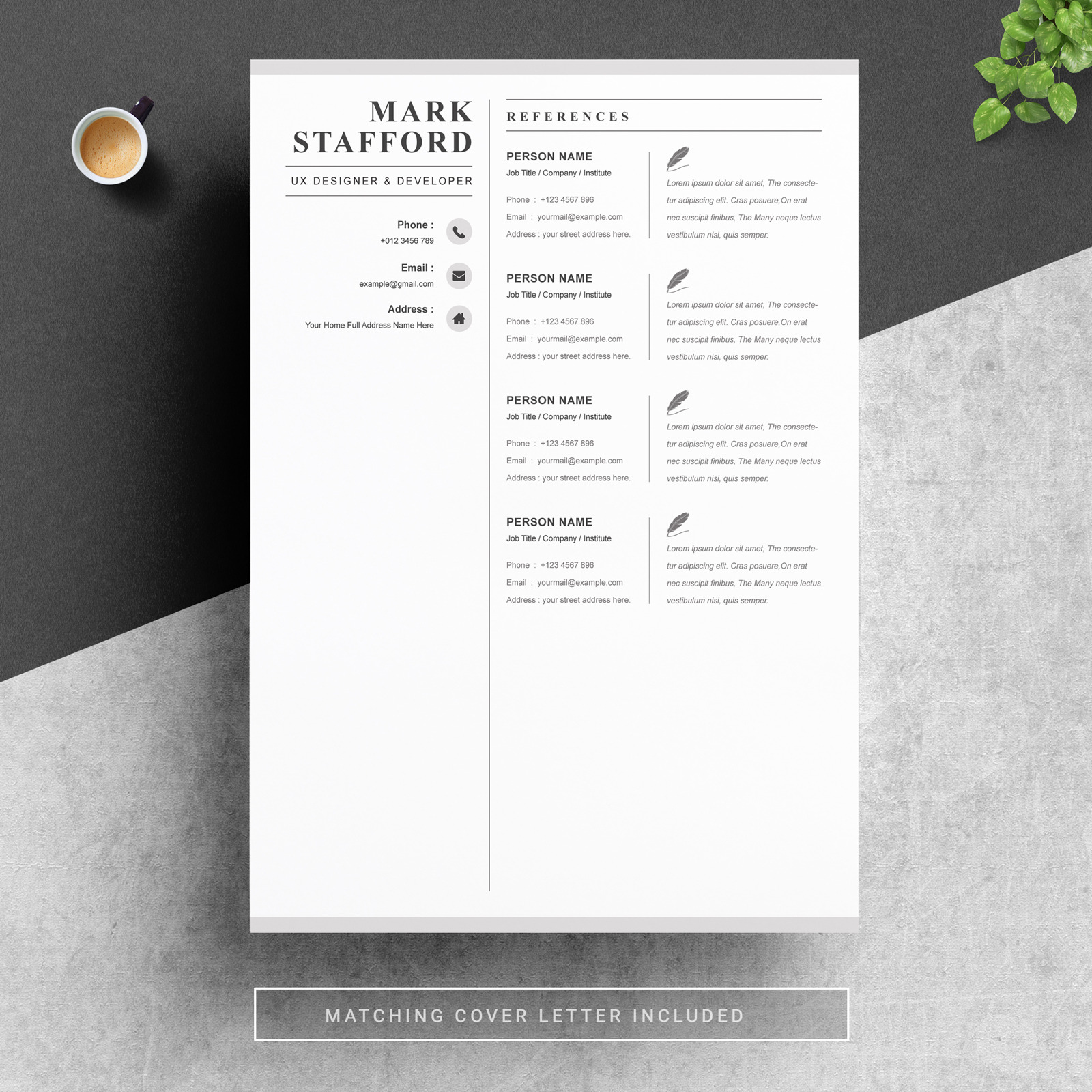 Mark / Clean Resume CV Template #234083 - TemplateMonster