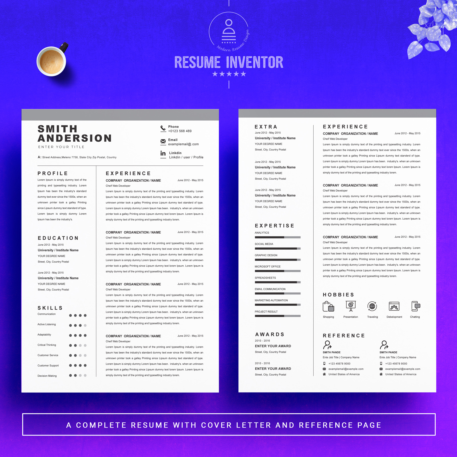 Anderson / Resume Template #227295 - TemplateMonster