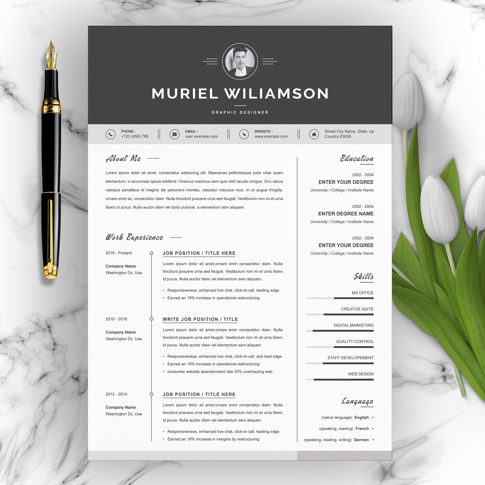 Muriel Williamson / CV Template #218824 - TemplateMonster