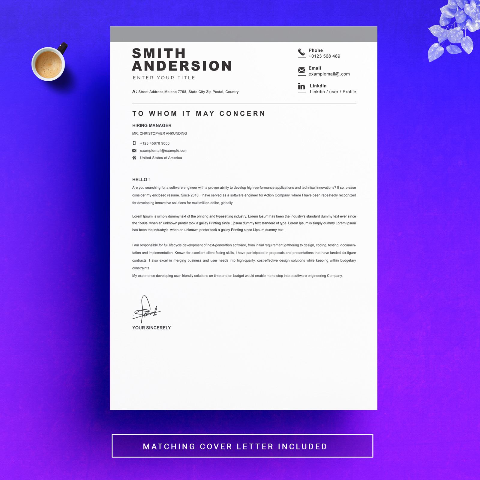 Anderson / Resume Template #227295 - TemplateMonster